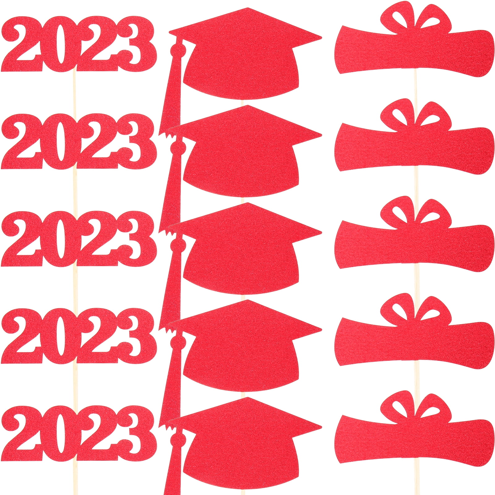 ITSELFER 5 Bags Glitter Graduation Centerpiece Sticks 2023 Grad Caps ...