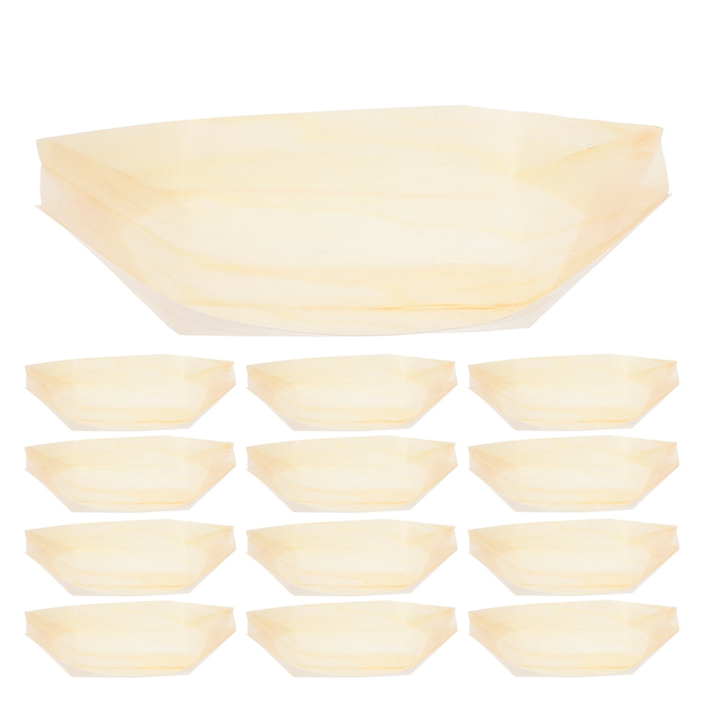 ITSELFER 50pcs Restaurant Sushi Wood Boat Charcuterie Sushi Boats Wood ...