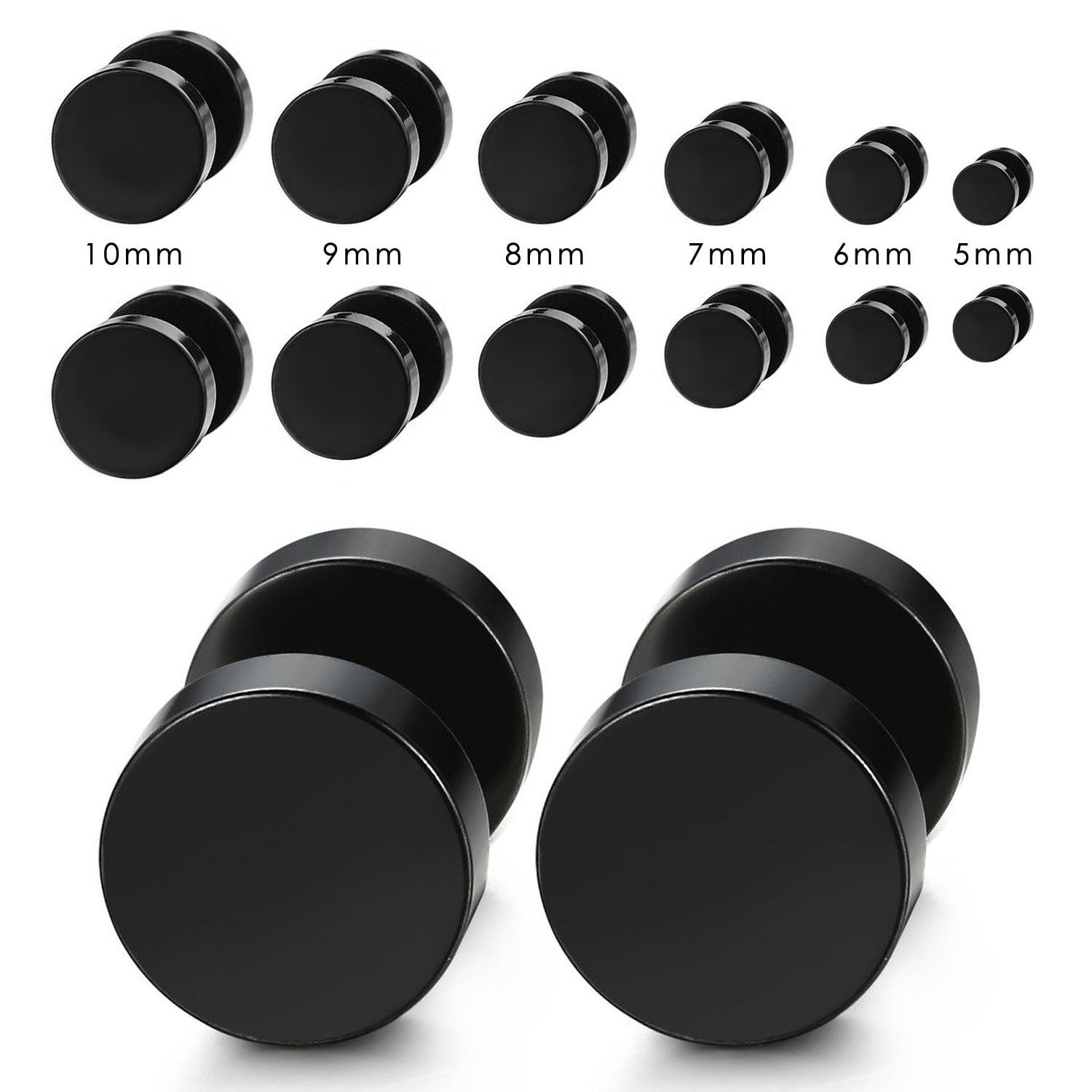 ITSELFER 6 Pair Stud Earrings For Men Women Faux Gauges Ear Tunnel Fake ...