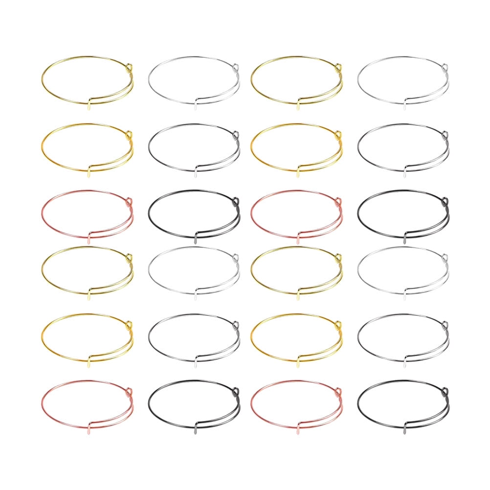 ITSELFER 60pcs Adjustable Wire Bracelets Expandable Bangle Metal Blank ...