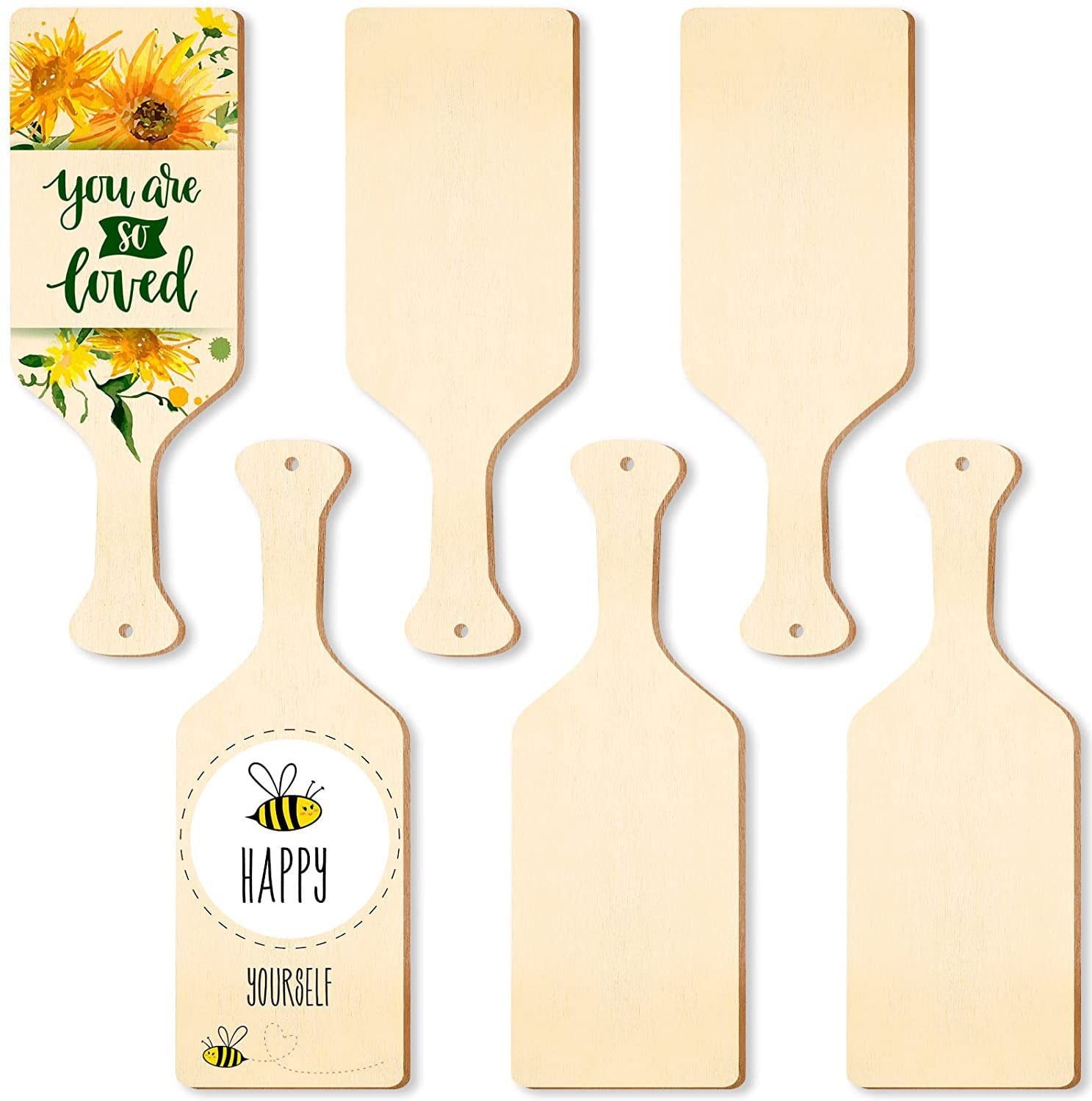 ITSELFER 6pcs Wood Paddles Craft Making Cutting Board Wood Paddle for ...