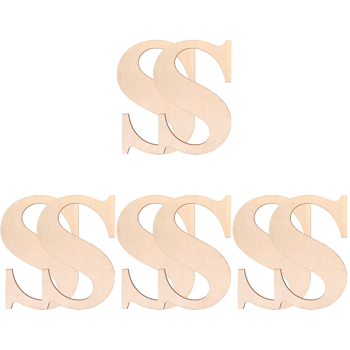 ITSELFER 8 pcs Wooden Letters Big Wooden Letter S Shape Cutouts Blank ...