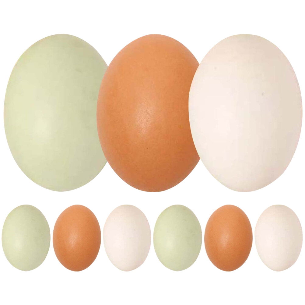 ITSELFER 9pcs Wooden Fake Eggs Simulation Wood Eggs Wooden Easter Egg ...