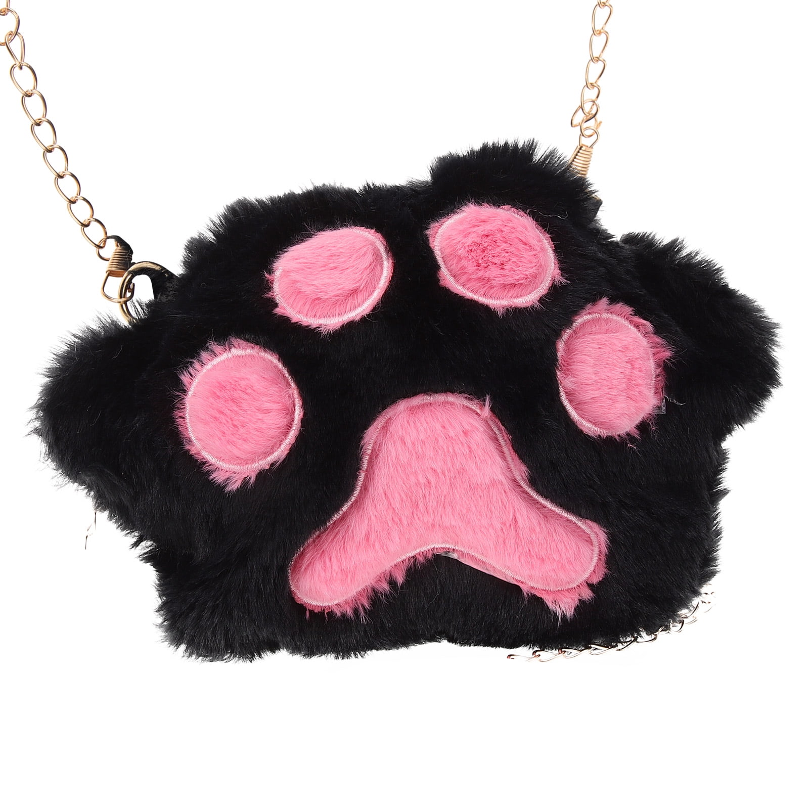 ITSELFER Cat Paw Shoulder Bag Cute Crossbody Bag Fluffy Purse Portable ...