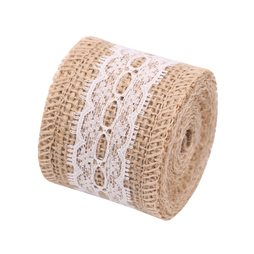 ITSELFER Decorative Burlap Fabric Ribbons Wedding Jute Roll with Lace ...