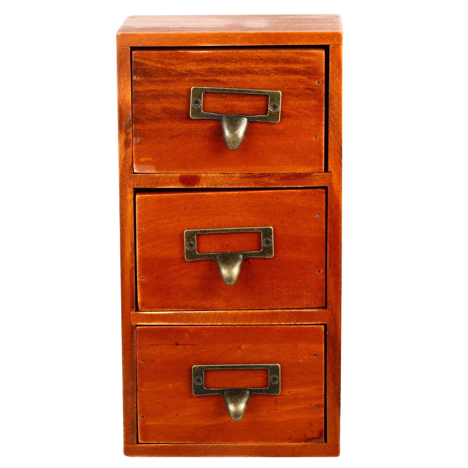 COOPHYA Desktop Storage Box With Drawers Light Brown Wood 1 Set 10.34X5 ...