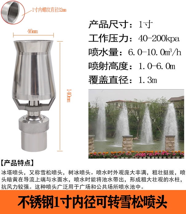 ITSELFER Fountain Spray Nozzle Adjustable Stable Fountain Nozzle for ...