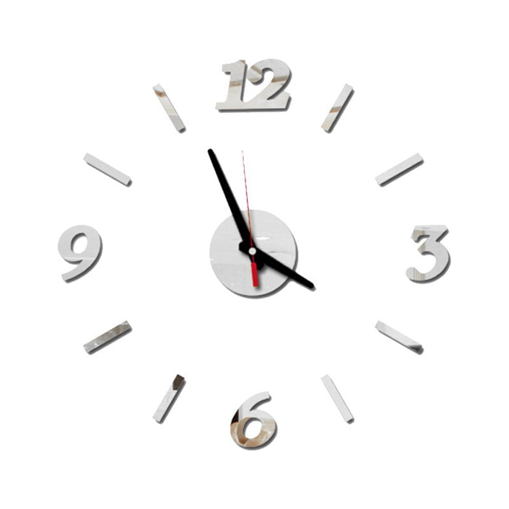 ITSELFER Frameless DIY Wall Clock Arabic Numbers Adhesive Modern Art ...