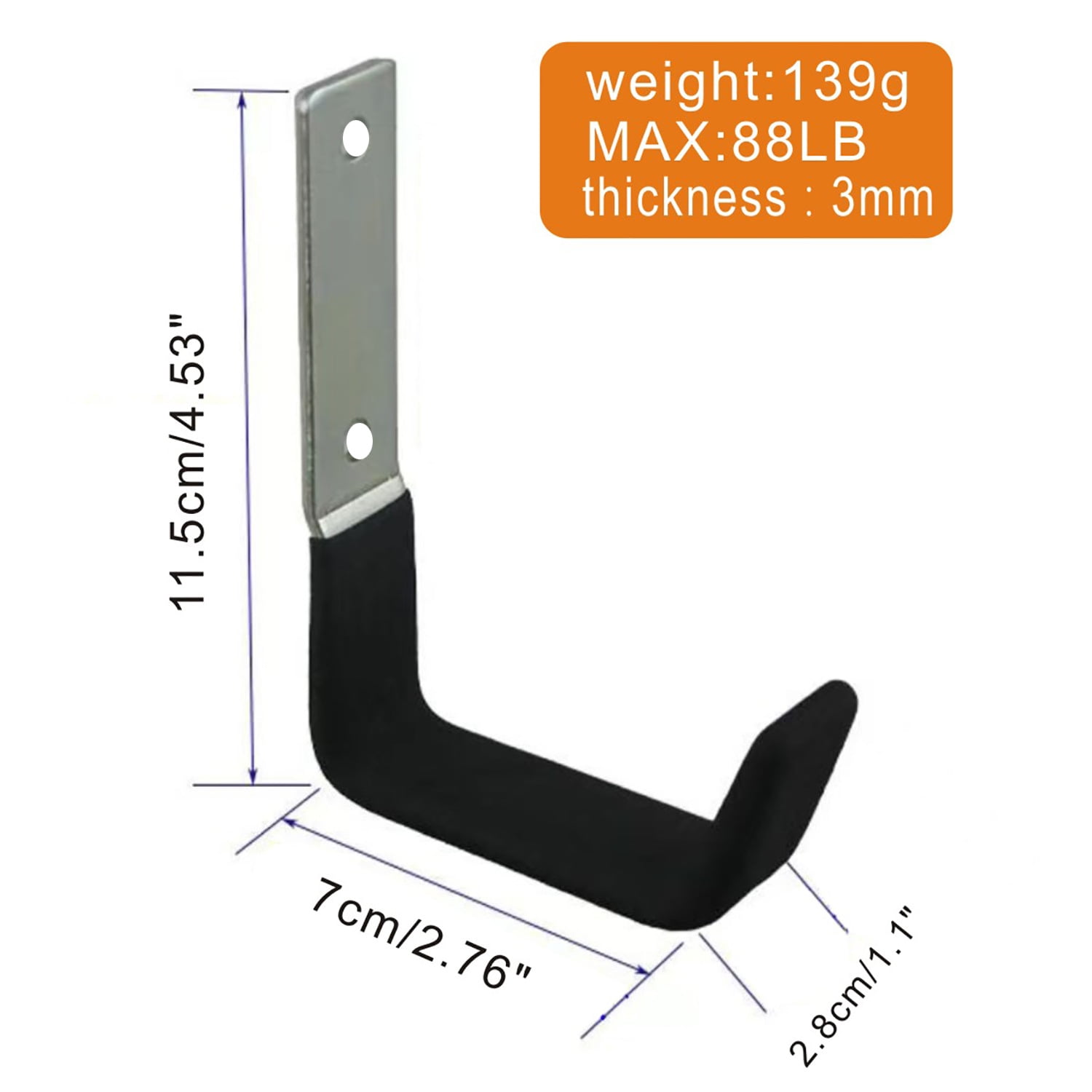 ITSELFER Heavy Duty Wall Hook Metal Screw On Hook Garage Wall Mount ...