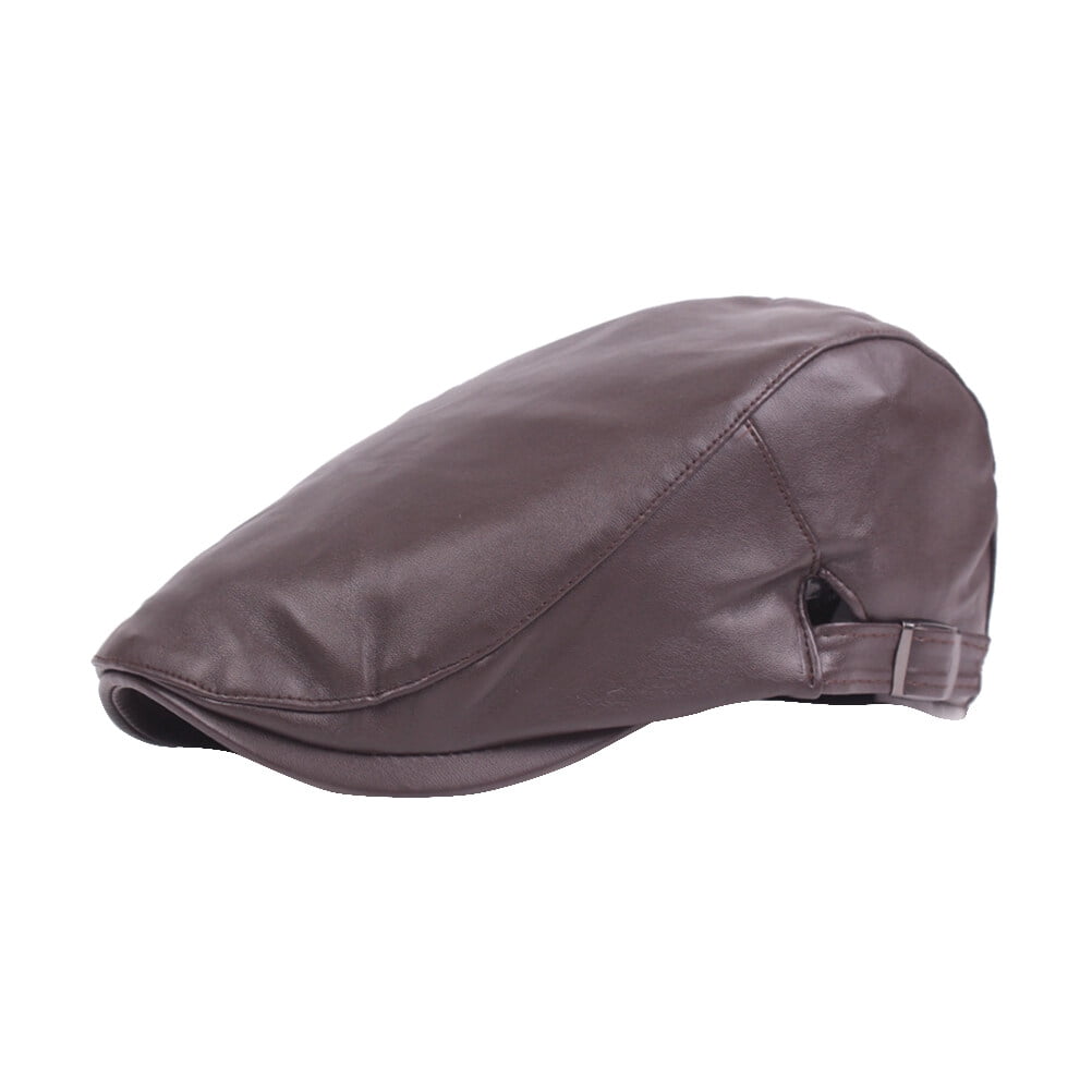 ITSELFER Leather Berets Men's Leather Middle-aged Winter Leather ...
