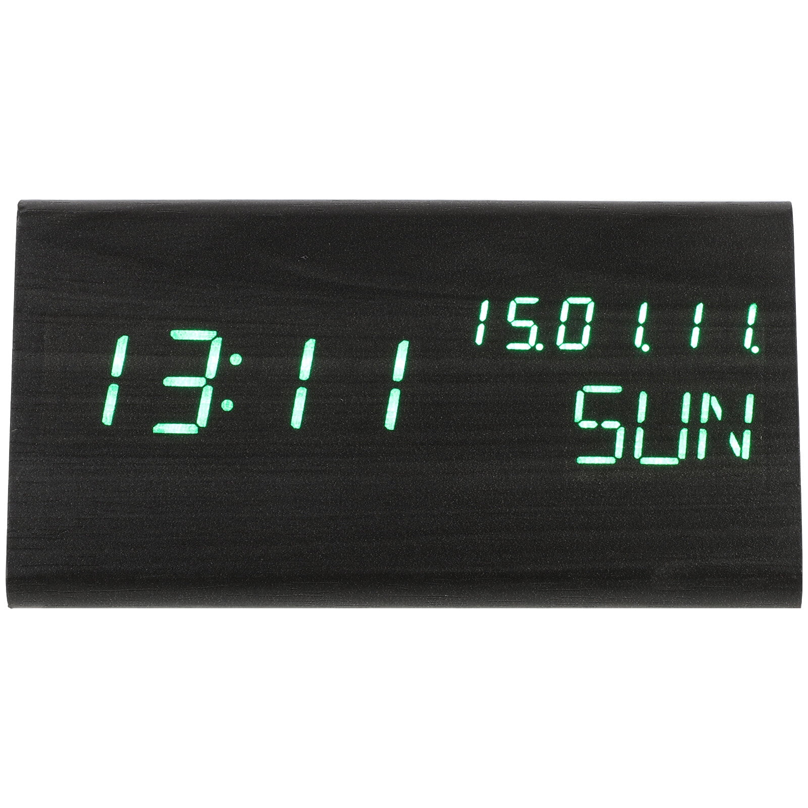 ITSELFER Led Alarm Clock Wood Grain Sound Control Temperature Electric ...