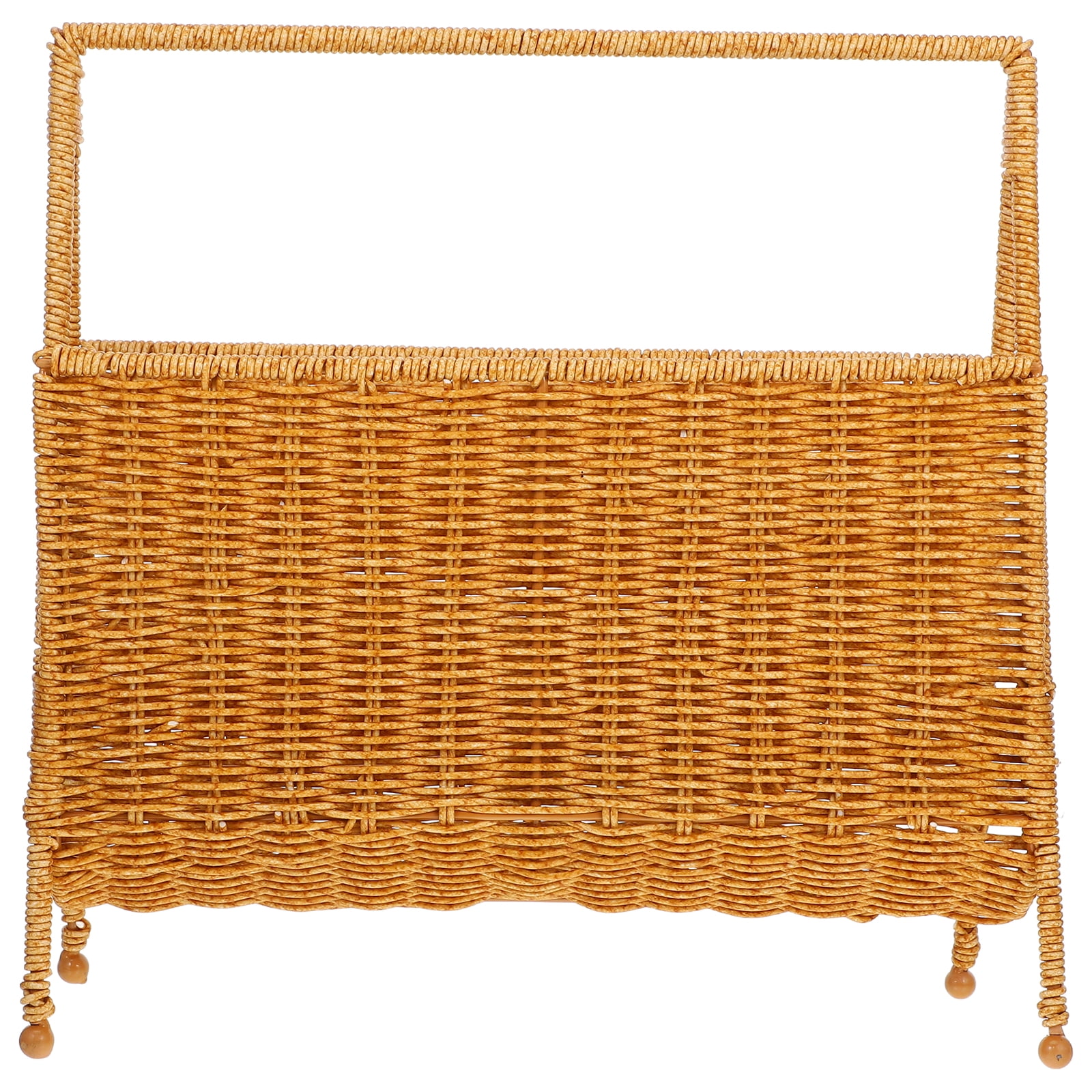 ITSELFER Magazine Rack Plastic Rattan Magazine Storage Rack Woven ...