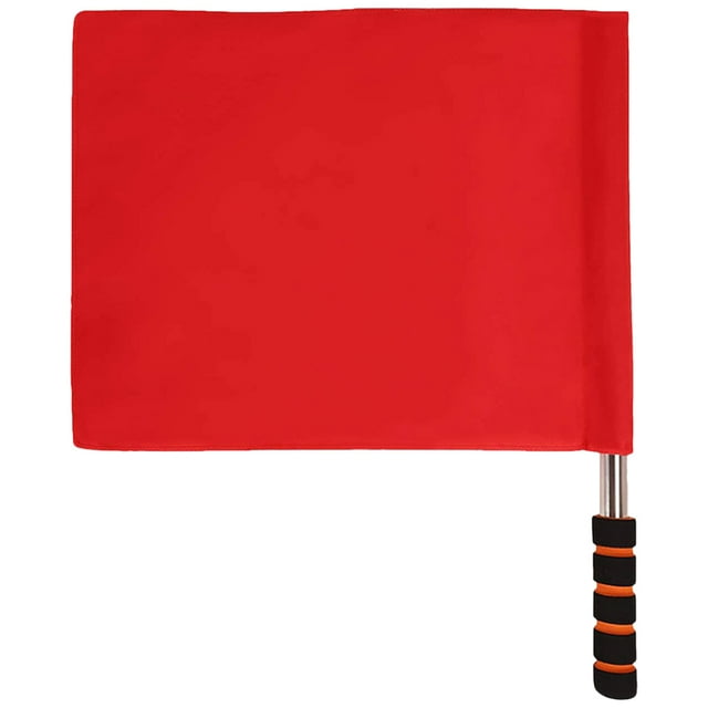 ITSELFER Referee Flag Stainless Steel Rod Sponge Handle Signal Flag for Sports Match Competition ...