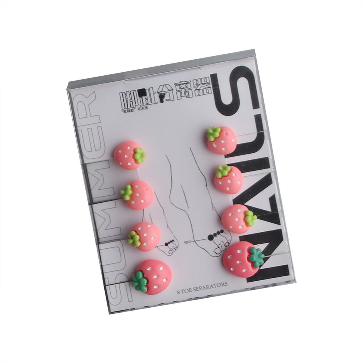 ITSELFER Silicone Toe Separators: 1 Box of Cute Strawberry Shaped Toe ...