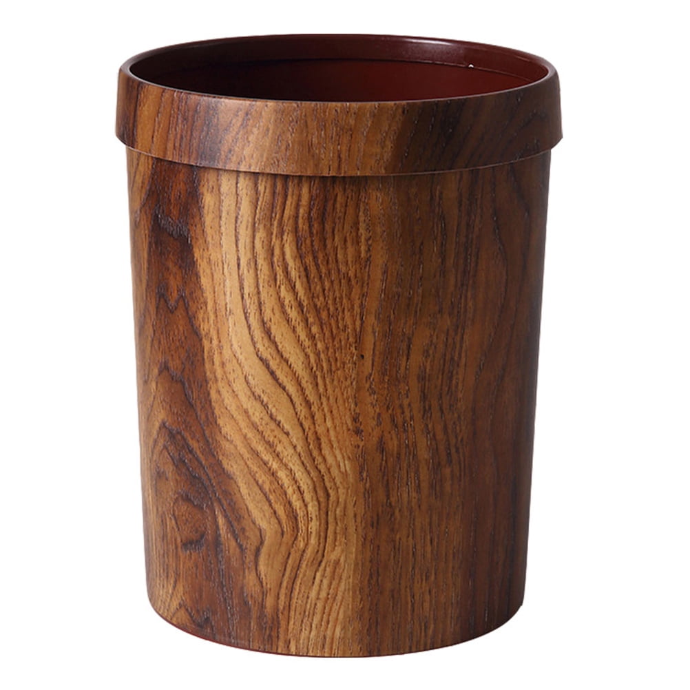 ITSELFER Simulation Wood Grain Trash Bucket Trash Container Litter Box ...