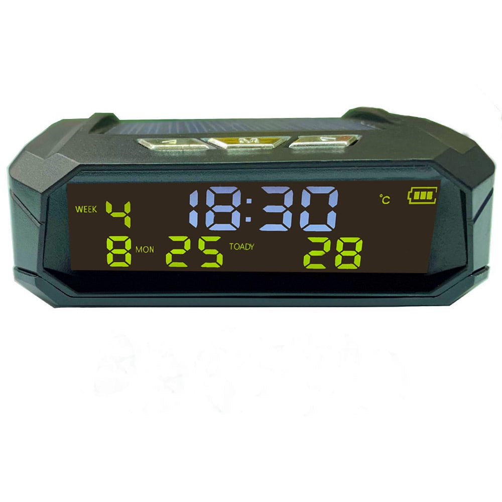 ITSELFER Solar Powered Car Clock With Date Time And Temperature Display ...