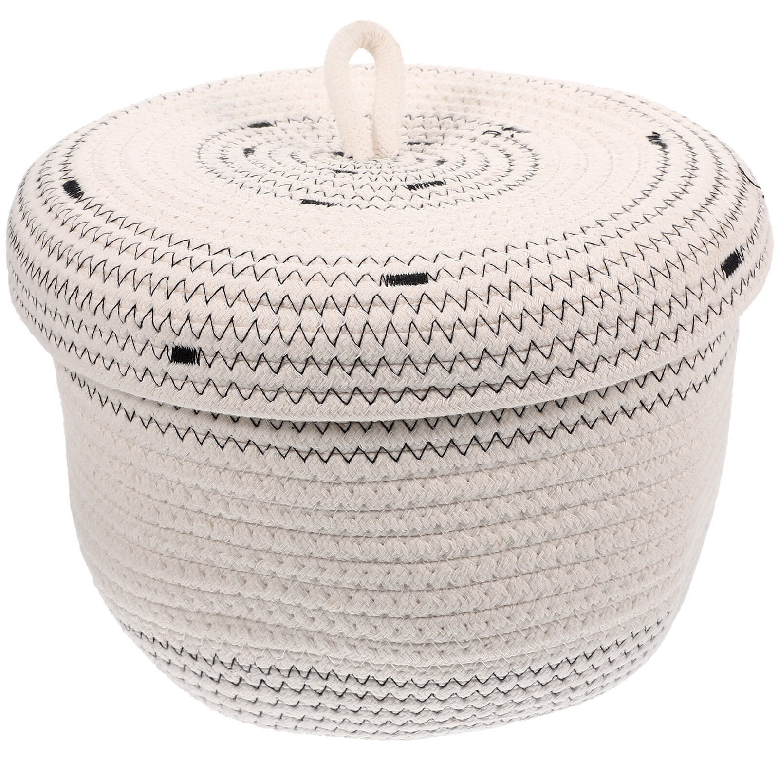 ITSELFER Storage Round Basket Organizer Box With Lid Cotton Rope Lidded ...