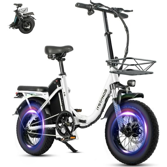 ITSTANDS 800W Electric Bike Folding for Adults 16''x4.0 fat tire E ...