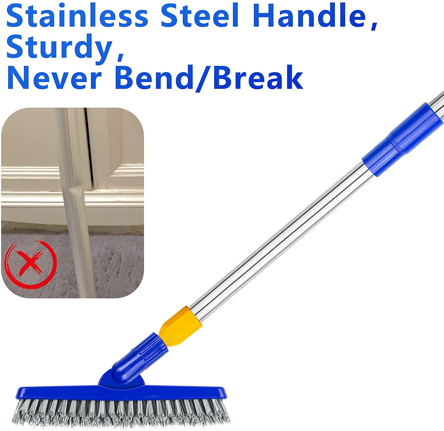 ITTAHO 2 Pack Grout Brush with Long Handle, Swivel Cleaning Grout Line ...