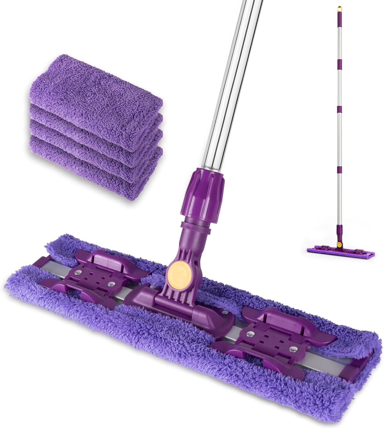 ITTAR Microfiber Floor Mop with 5 Reusable Cloth Pads, Professional ...