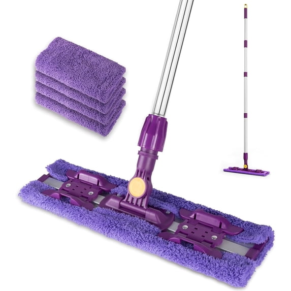 ITTAR Microfiber Floor Mop with 5 Reusable Cloth Pads, Professional ...