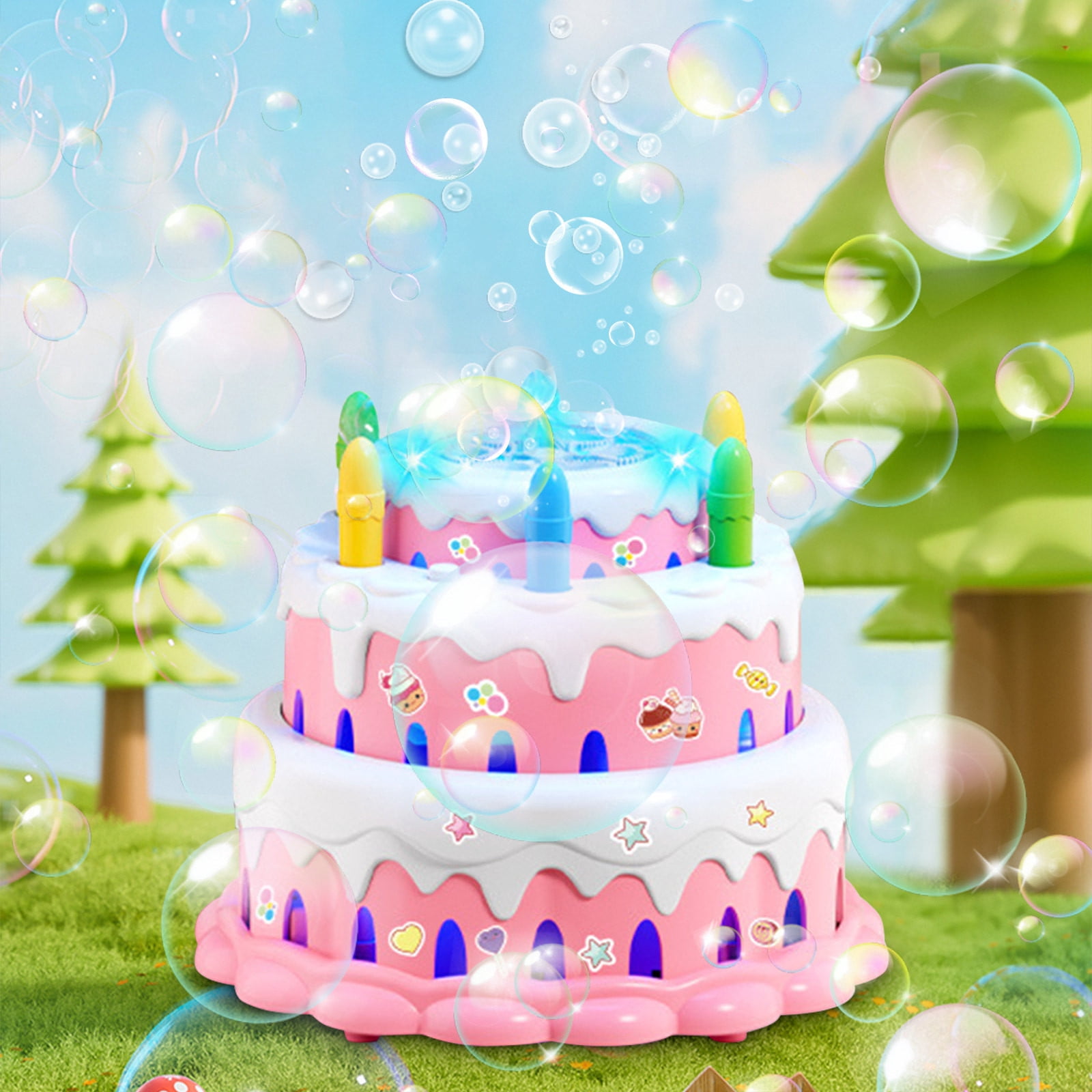 ITUCNT Bubble Machine, Automatic Birthday Cake Bubble Maker Blower with ...
