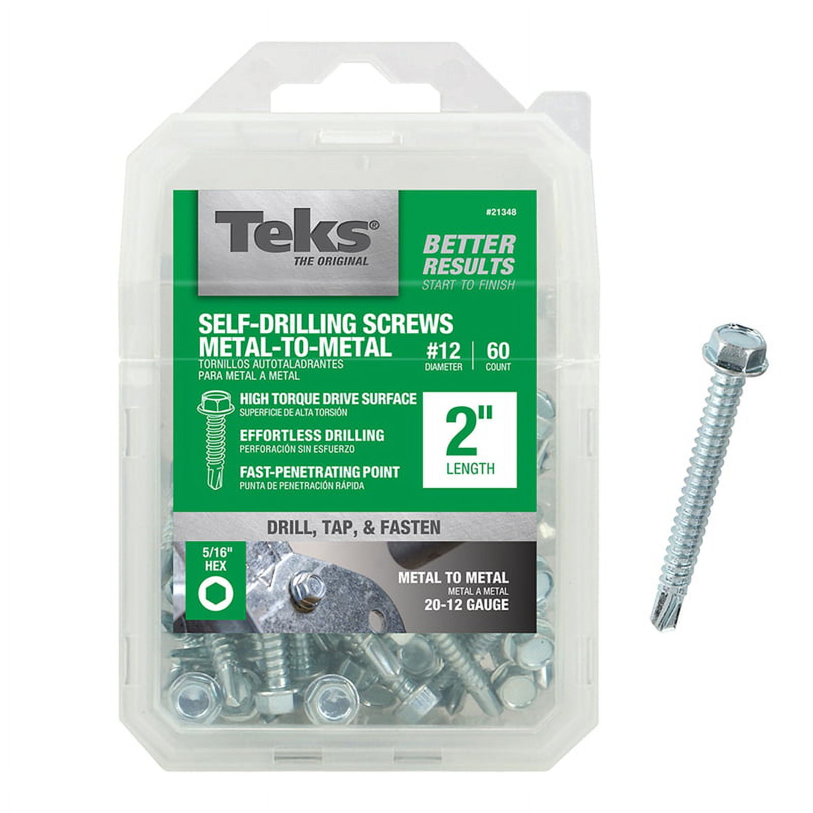 Teks 12x2" HWH/Drill Pt V60 - Walmart.com