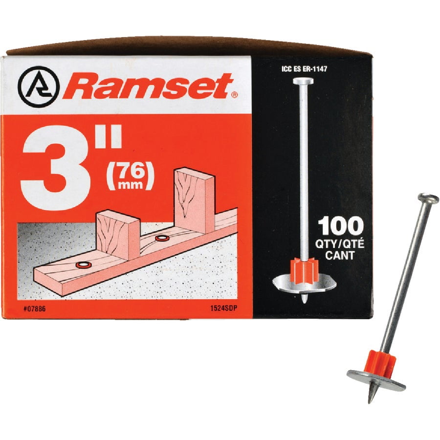 ITW Ramset Ramset Drive Pin w/ Washer - .300 x 3" - Pkg of 100 - 07886 ...