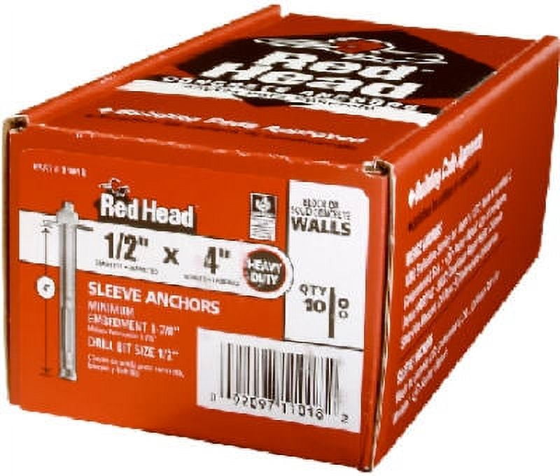 ITW 11013 Red Head Sleeve Anchor 3/8 in x 3 in Hex, 15-Per Pack ...