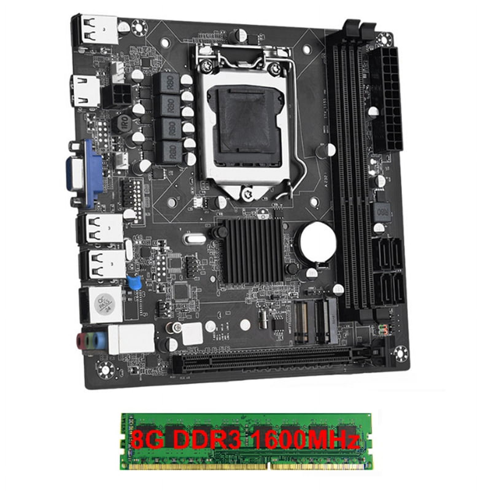 ITX H61 Desktop Motherboard with 1x8G DDR3 1600MHz RAM CPU LGA 1155 Support Up to 16GB RAM Slots ...