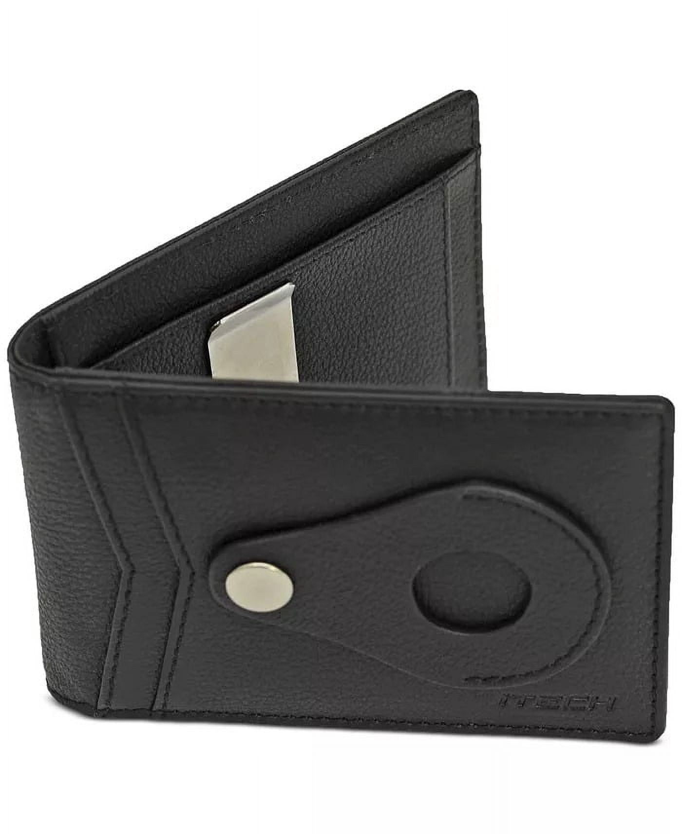ITech Men's Pebble Leather Bi-Fold Wallet & Money Clip - Black 4.5"x3 ...