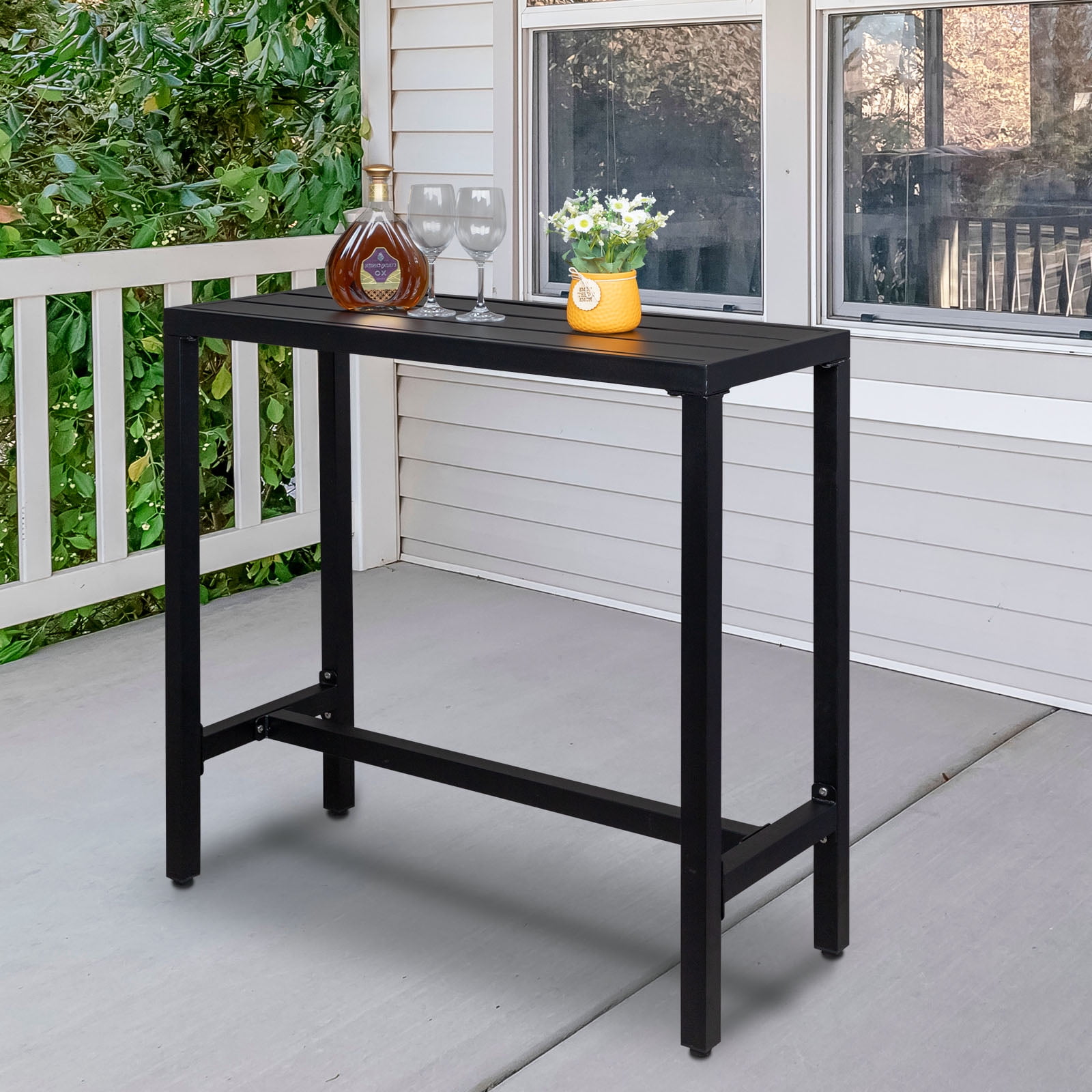 ITopRoad 40-Inch Black Iron Consolo Table, Outdoor Pub Table - Walmart.com