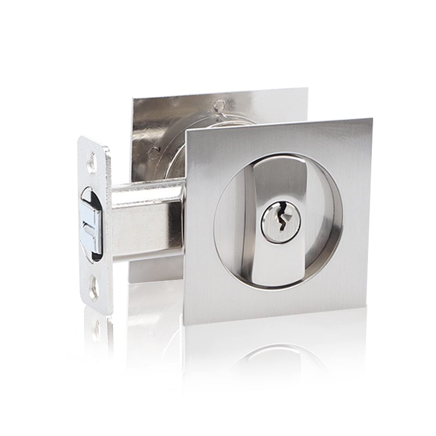 ITskyblrok Pocket Door Lock, Contemporary Square Key Lock, Double Hook ...