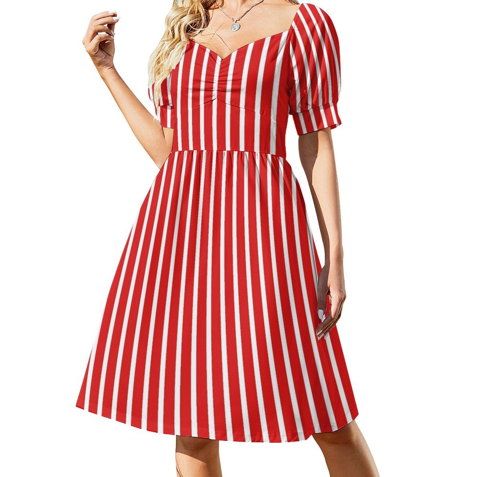 IU Candy Stripes! Crimson and Cream Red and white striped Dress dress ...
