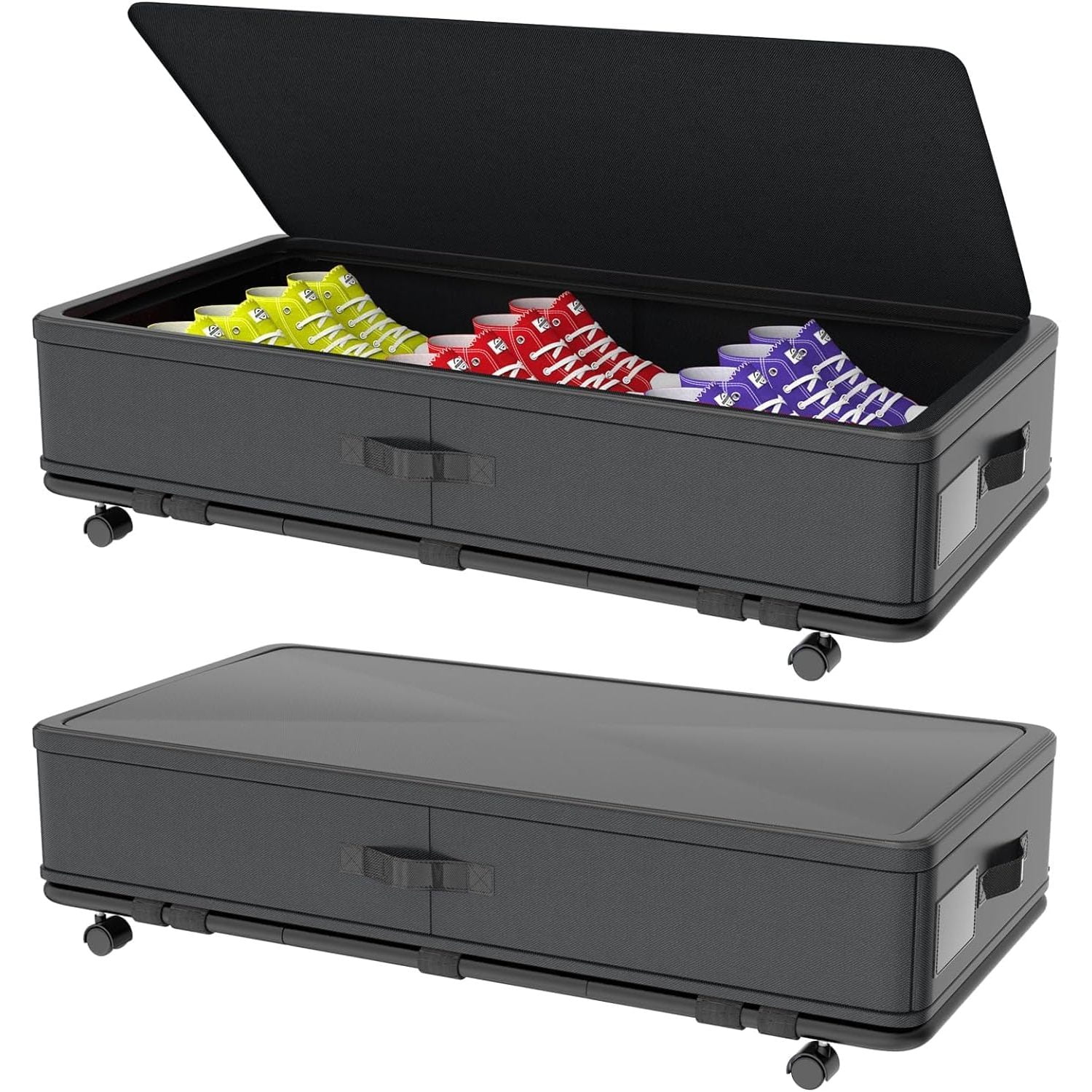 IUI Under Bed Storage with Wheels, 50L Large Capacity Underbed Storage ...