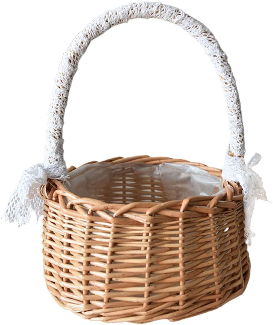 IUIBMI Small Wicker Basket with Handle, Wicker Rattan Flower Girl ...