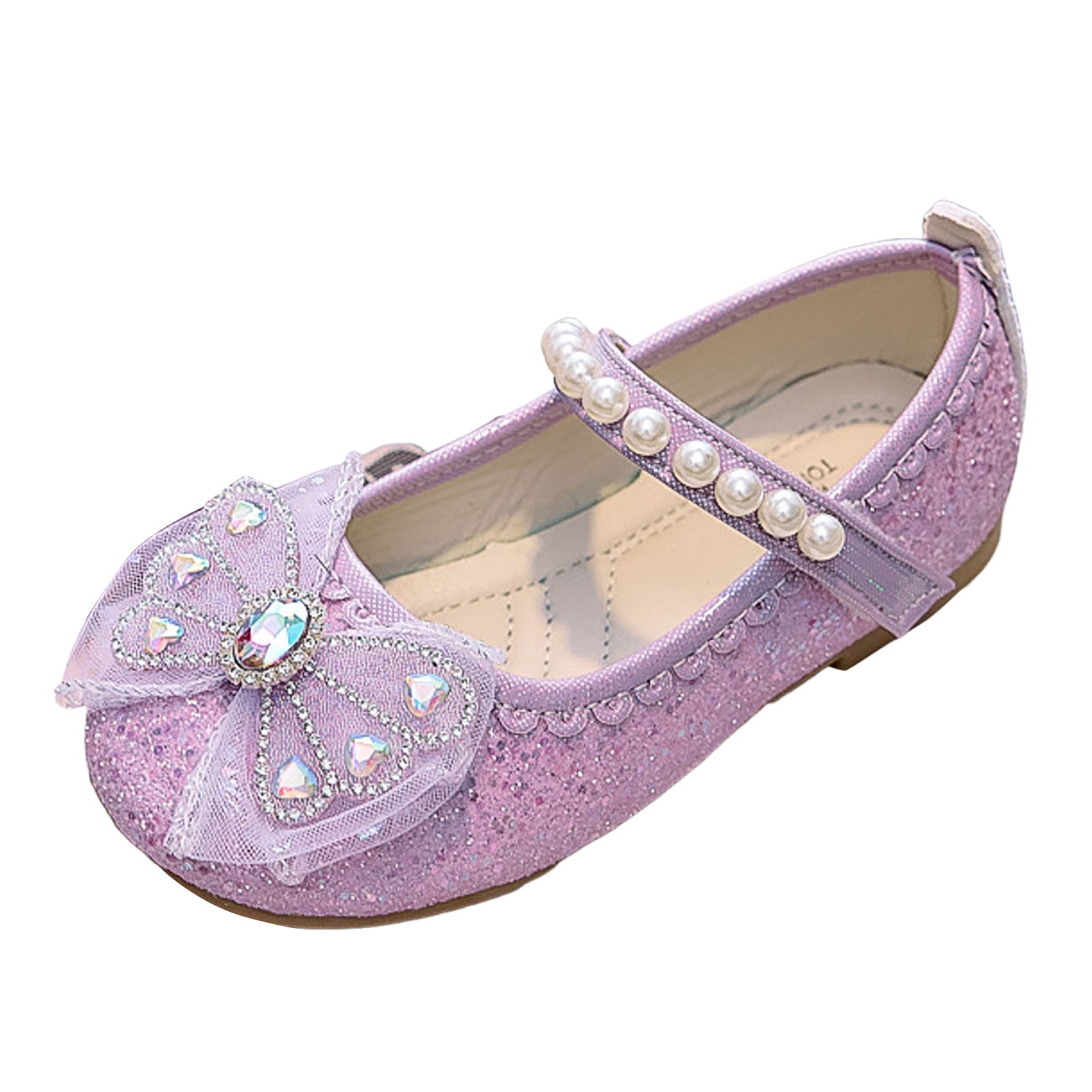 IUJSOY Ballet Shoes for Girls Princess Mary Jane Flats Cute Glitter Bow ...
