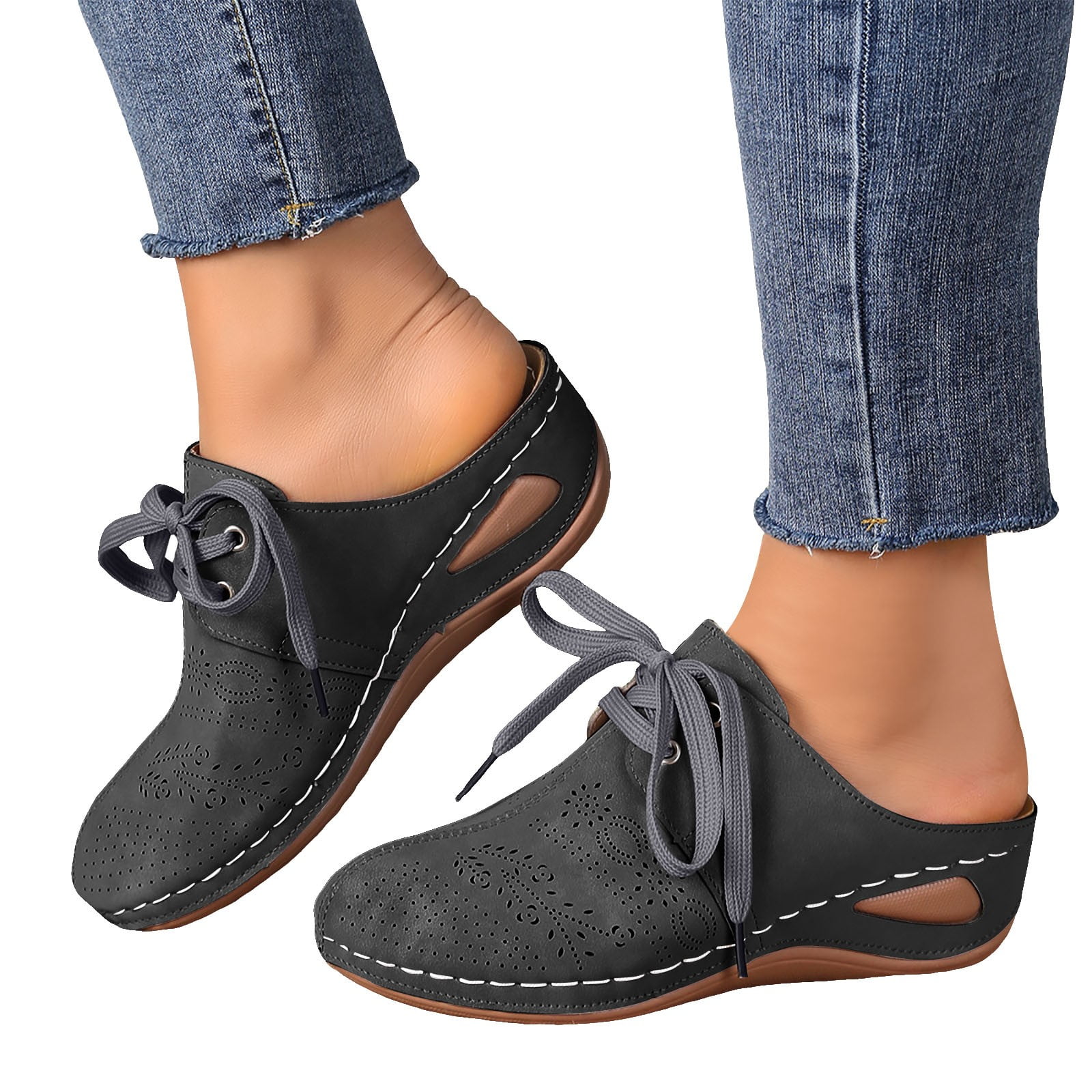 IUJSOY Clogs for Women Closed Toe Mules Slip on Shoes Slippers Wedge ...
