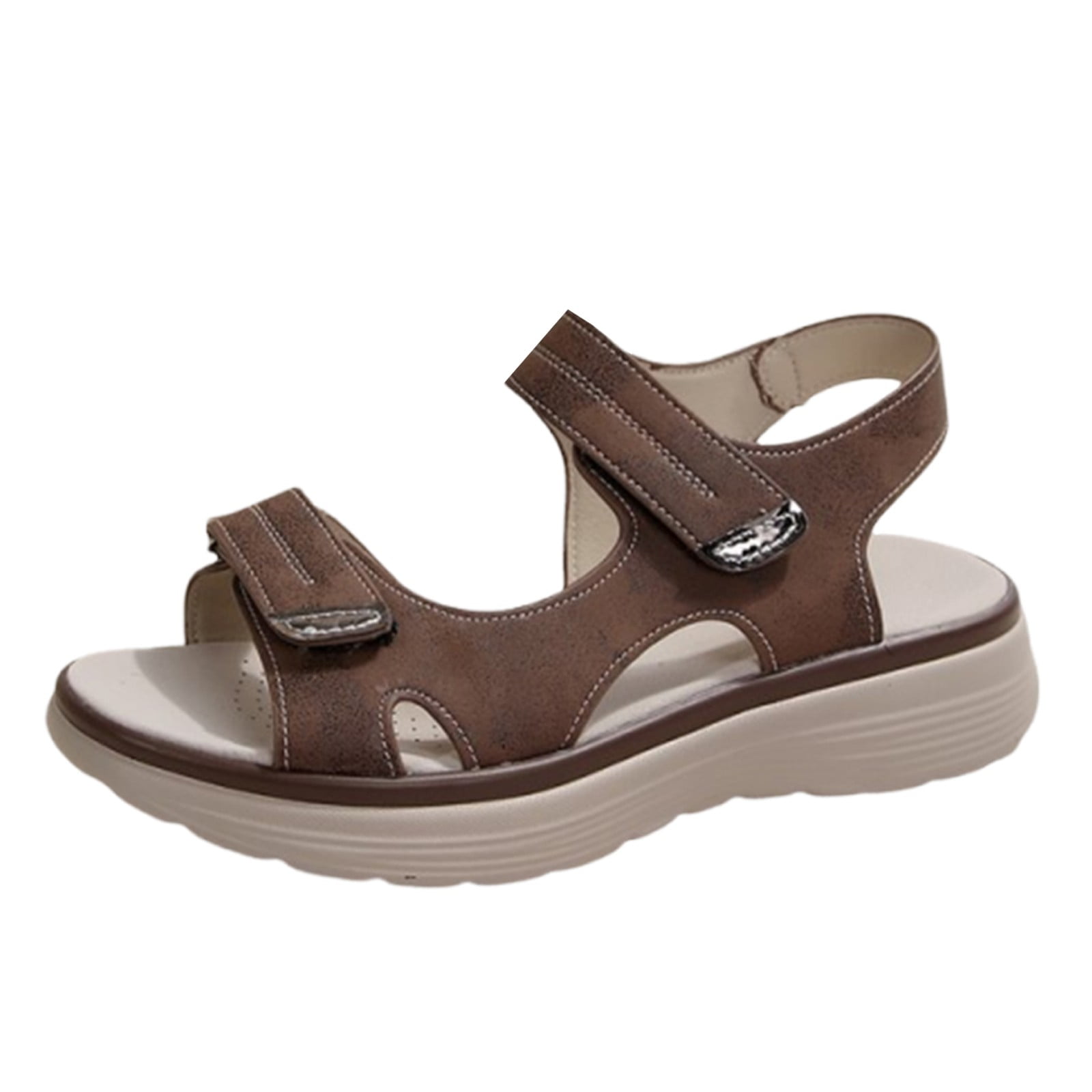 IUJSOY Flat Sandals for Women Comfort Adjustable Double Strap Slip on ...