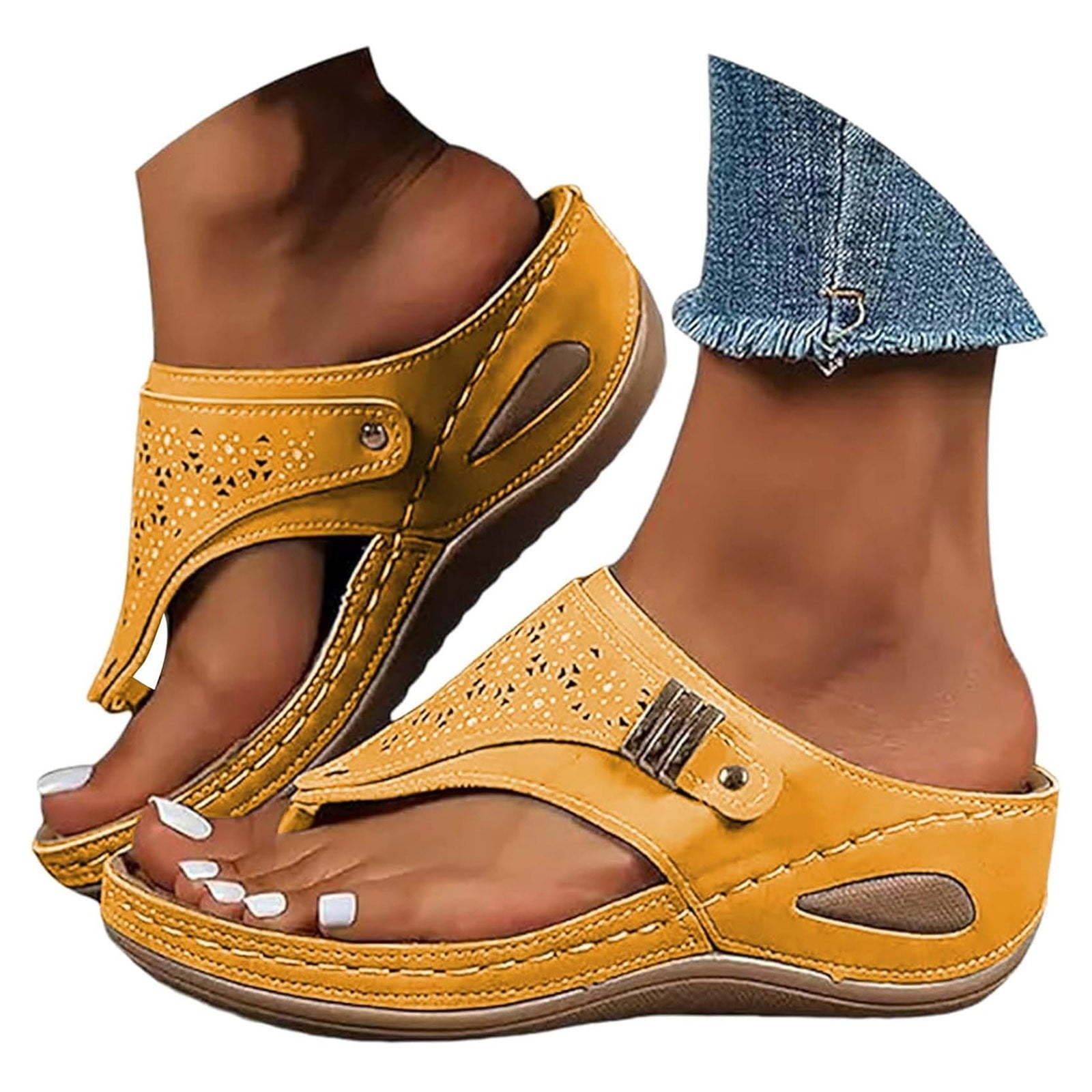 IUJSOY Flip Flops for Women Wedge Sandals Comfort Slides Platform Slip ...