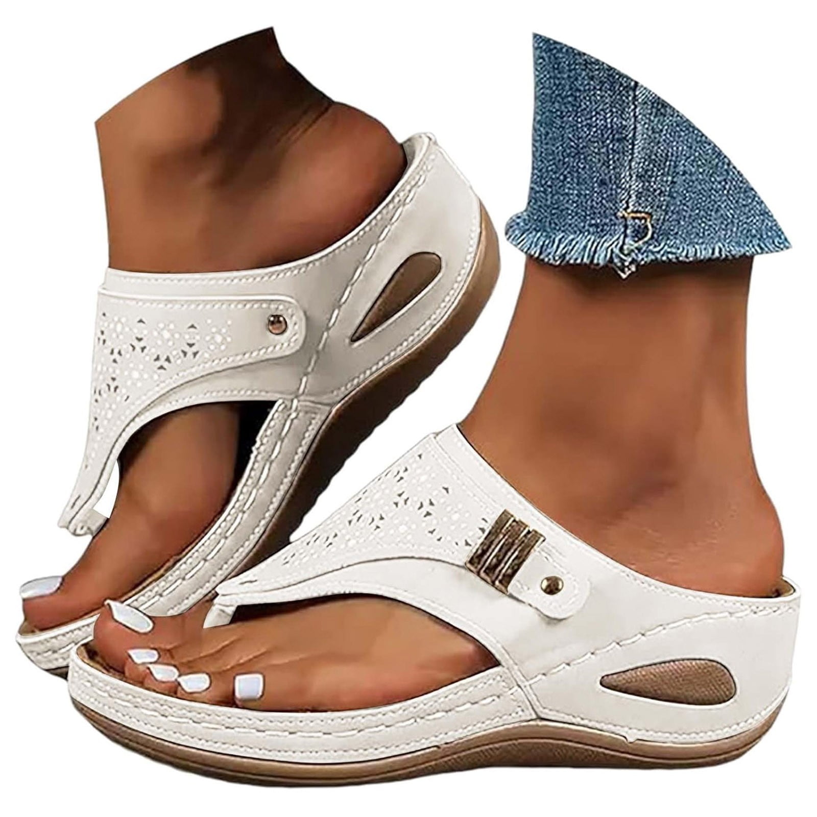 IUJSOY Flip Flops for Women Wedge Sandals Comfort Slides Platform Slip ...