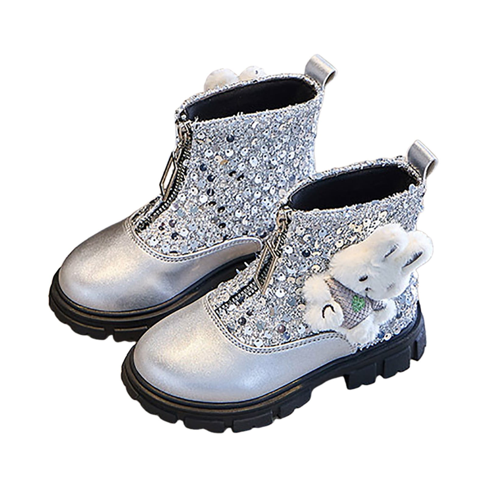 IUJSOY Girls Boots Cute Bunny Kid Boots Winter Sequin Waterpoof Outdoor ...