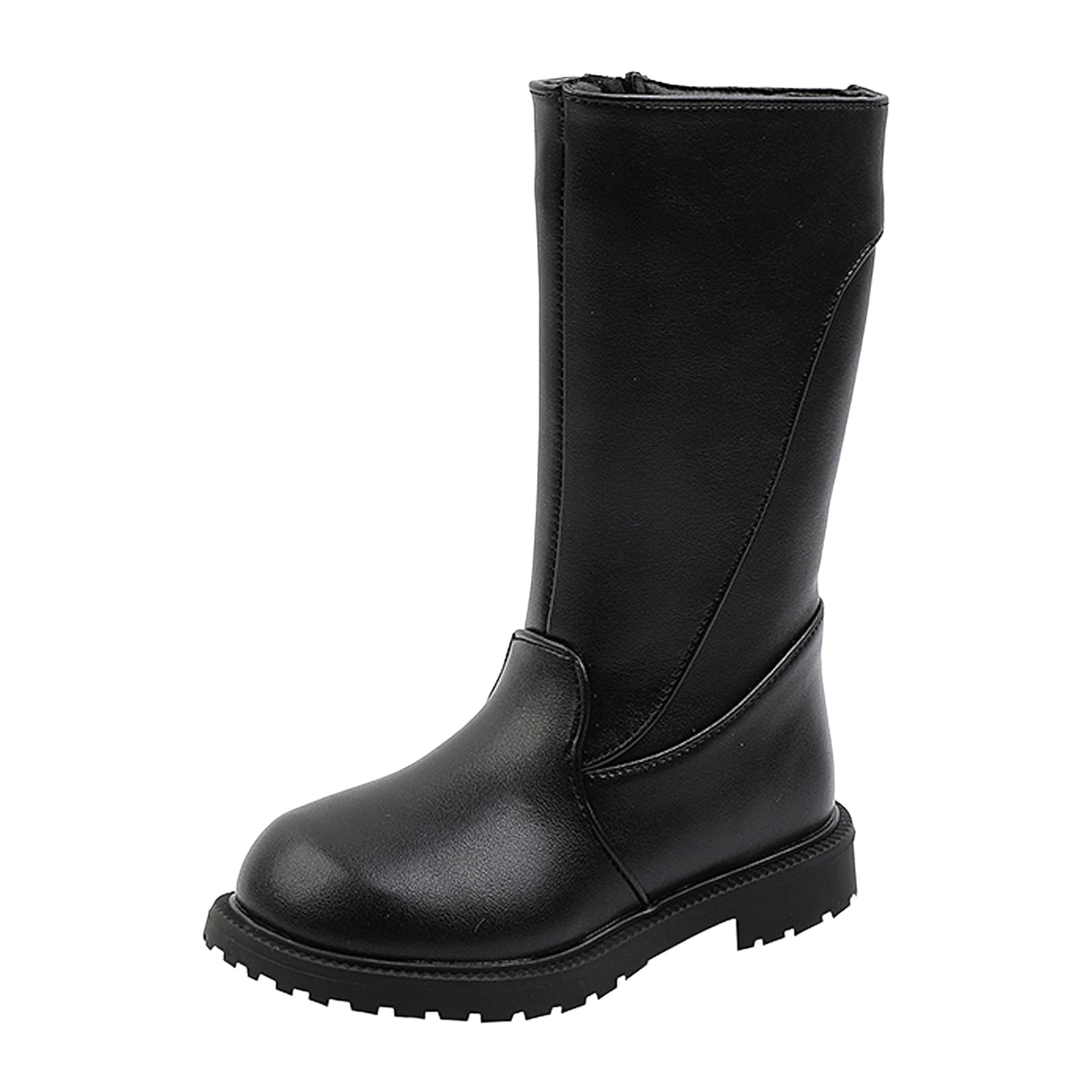 IUJSOY Girls Mid Calf Boots Warm Winter Booties Side Zipper Lug Sole ...