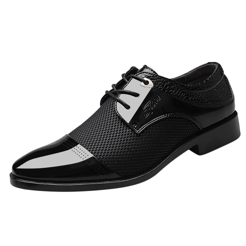 IUJSOY Men's Cap Toe Oxfords Patent Tuxedo Dress Shoes Classic Lace up ...