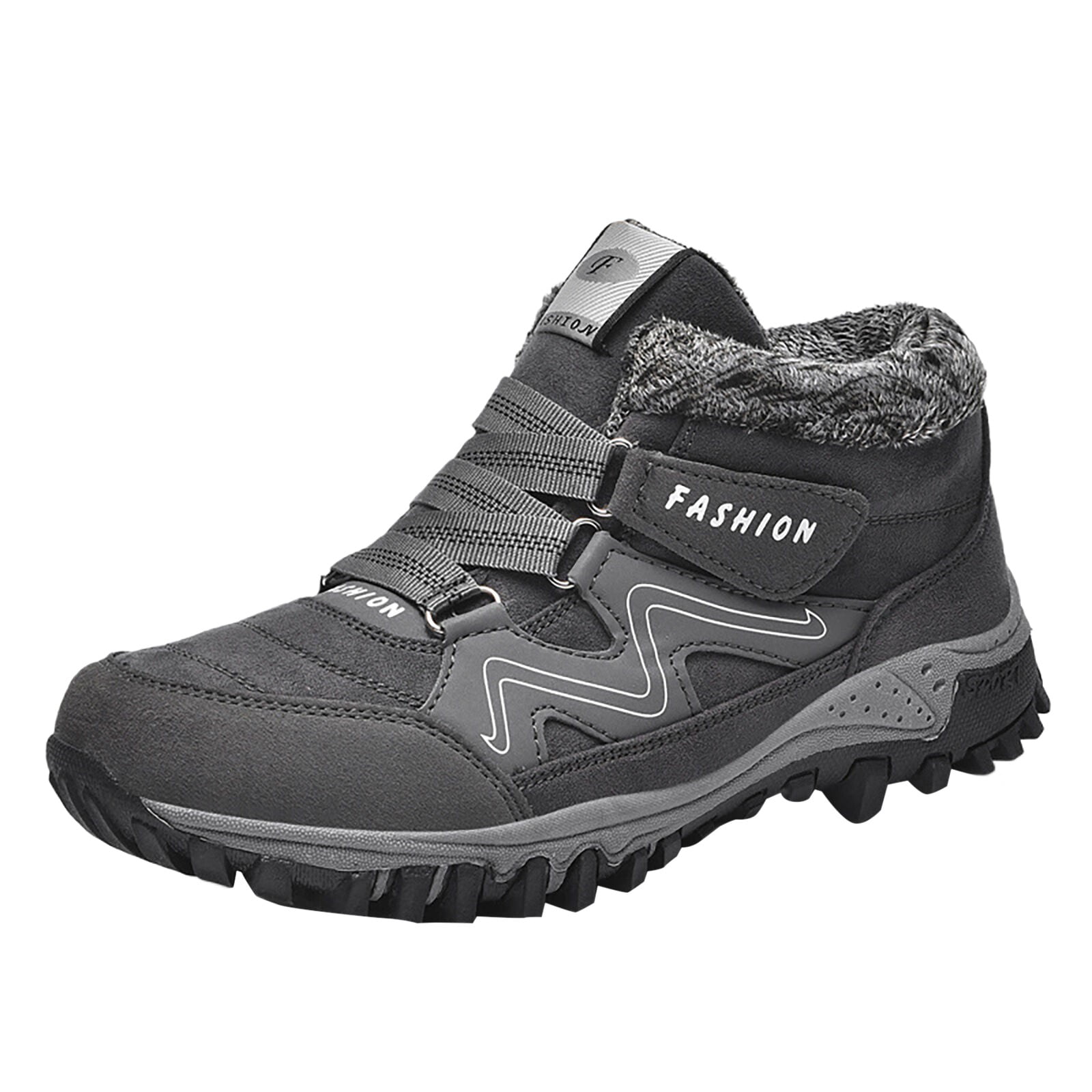 IUJSOY Men's Snow Boots Winter Suede Velcro High Top Outdoor ...