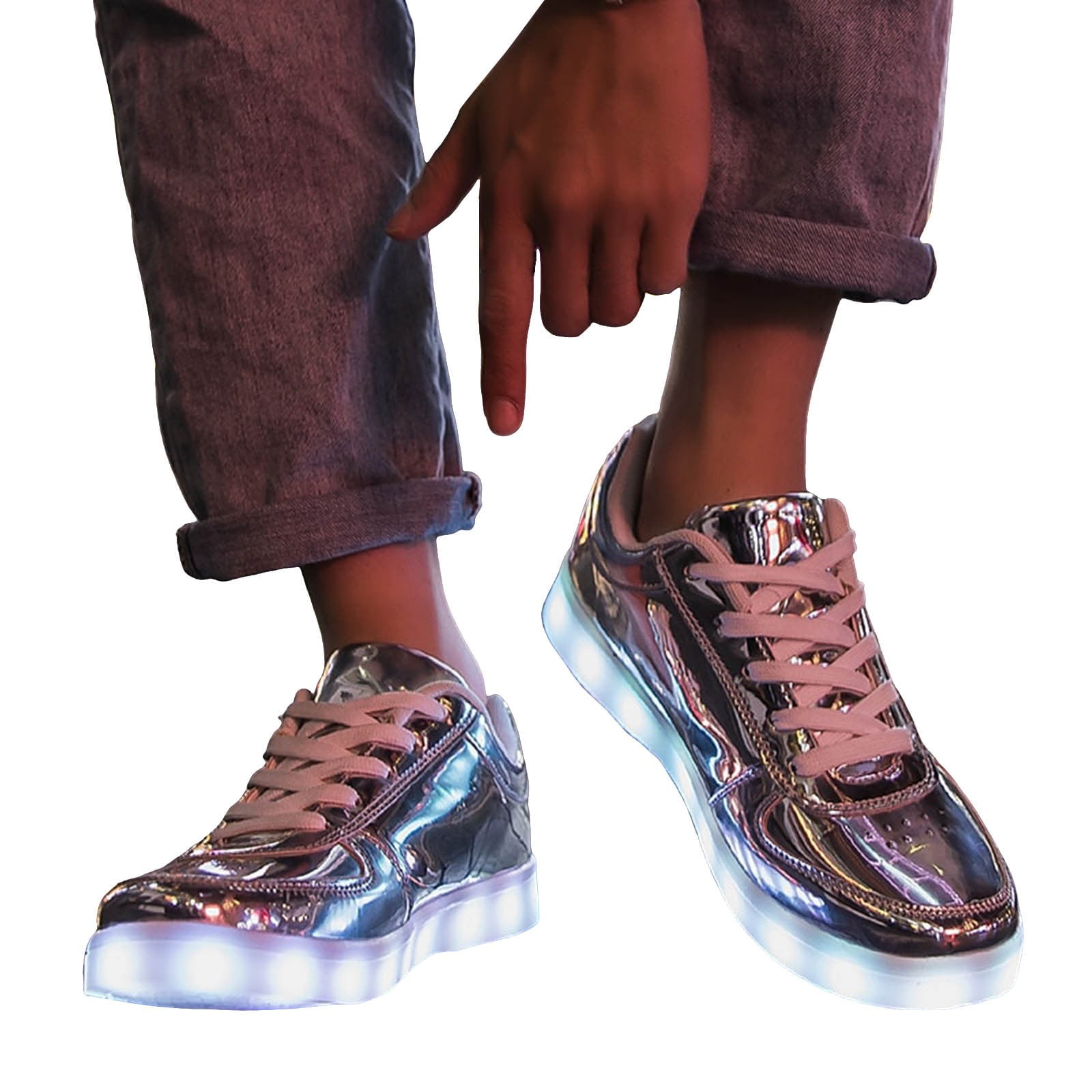 IUJSOY Mens Skate Shoes Boys USB Charging Light up Shoes Sports LED ...