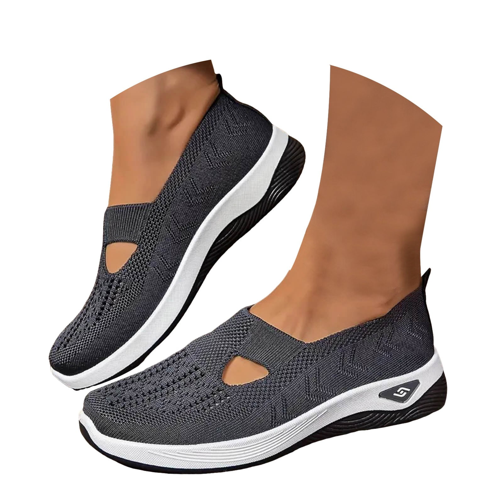 IUJSOY Slip on Walking Shoes Women Breathable Mesh Low Top Sneakers ...