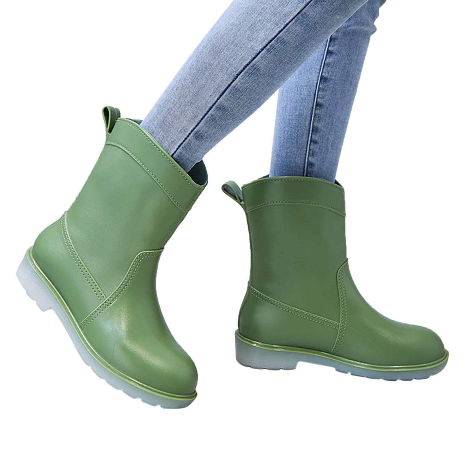 IUJSOY Women Rain Boots Waterproof Mid Calf Cowboy Boots Fashion ...