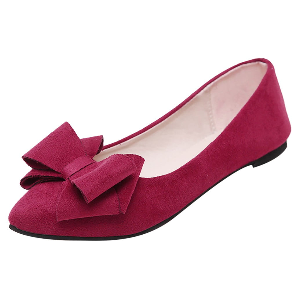 IUJSOY Women's Flats Dressy Pointed Toe Comfortable Bowknot Ballet ...