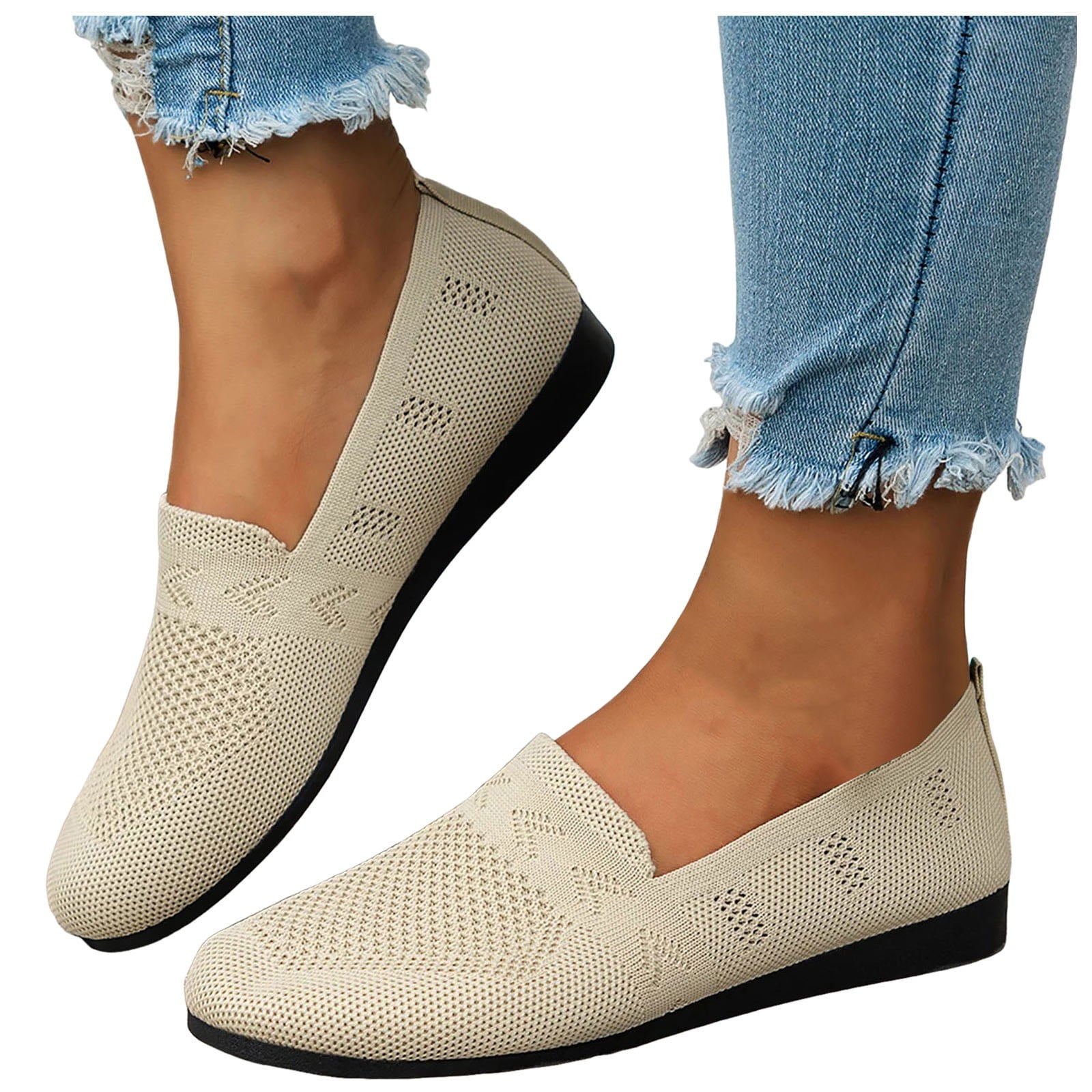 IUJSOY Women's Loafer Flat Round Toe Flat Shoes Comfortable Mesh Penny ...